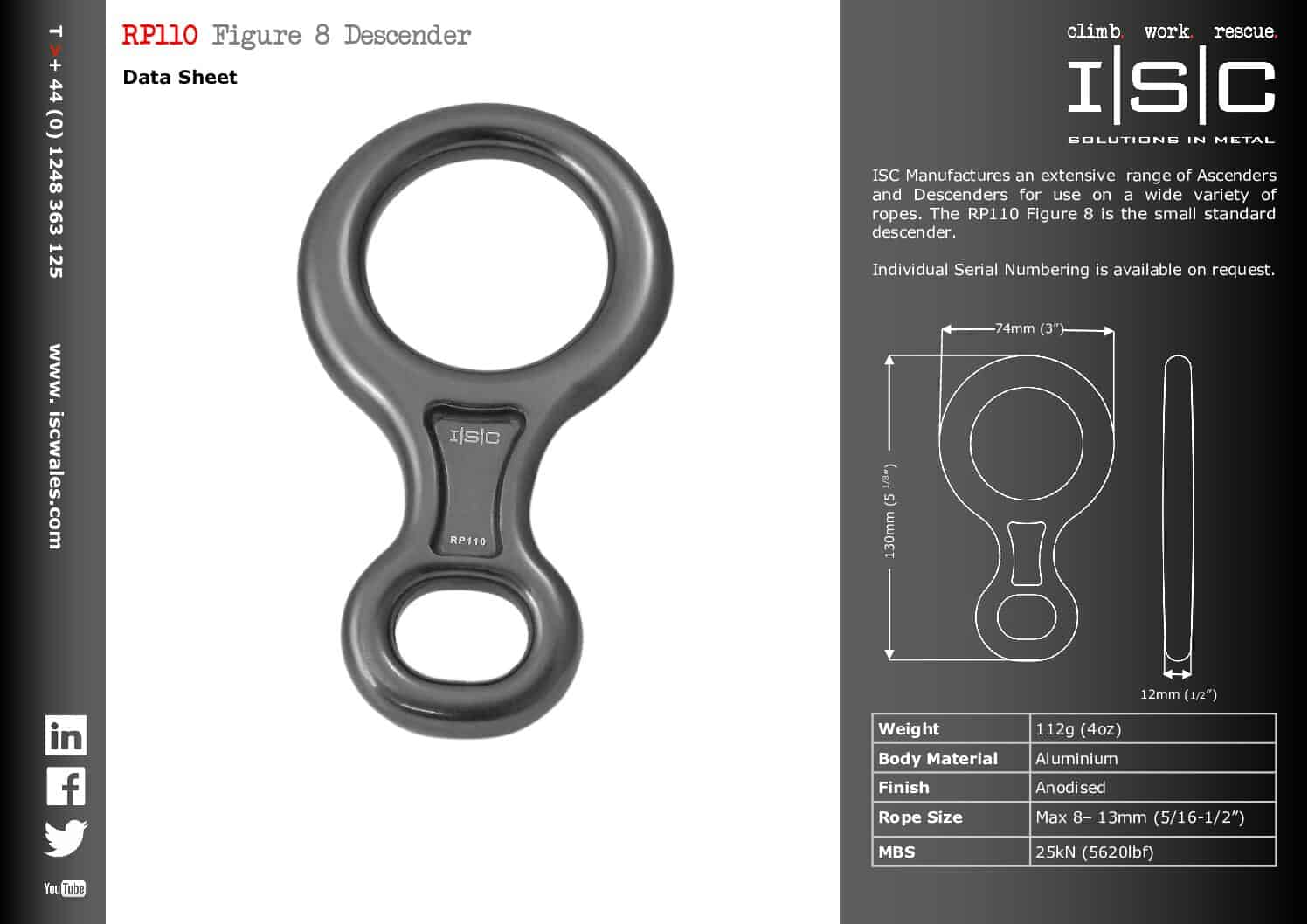 ISC 25kN Figure 8 Descender Aluminium Anodised | CSP Distribution